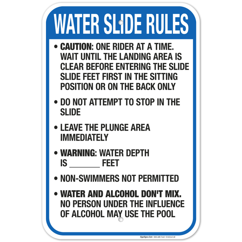 Oregon Water Slide Rules Sign, Complies With State Of Oregon Pool ...