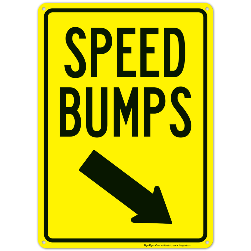 Speed Bumps With Down Right Arrow Sign | Sigo Signs