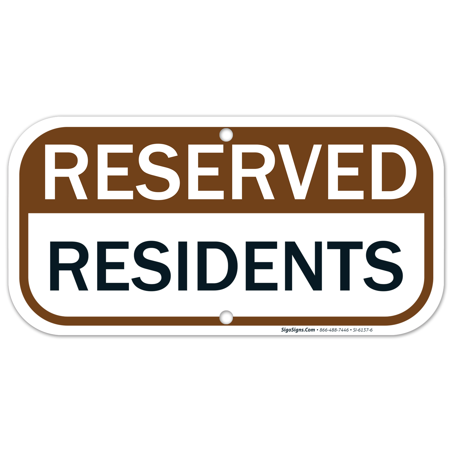 Reserved Residents Sign, Brown Background | Sigo Signs