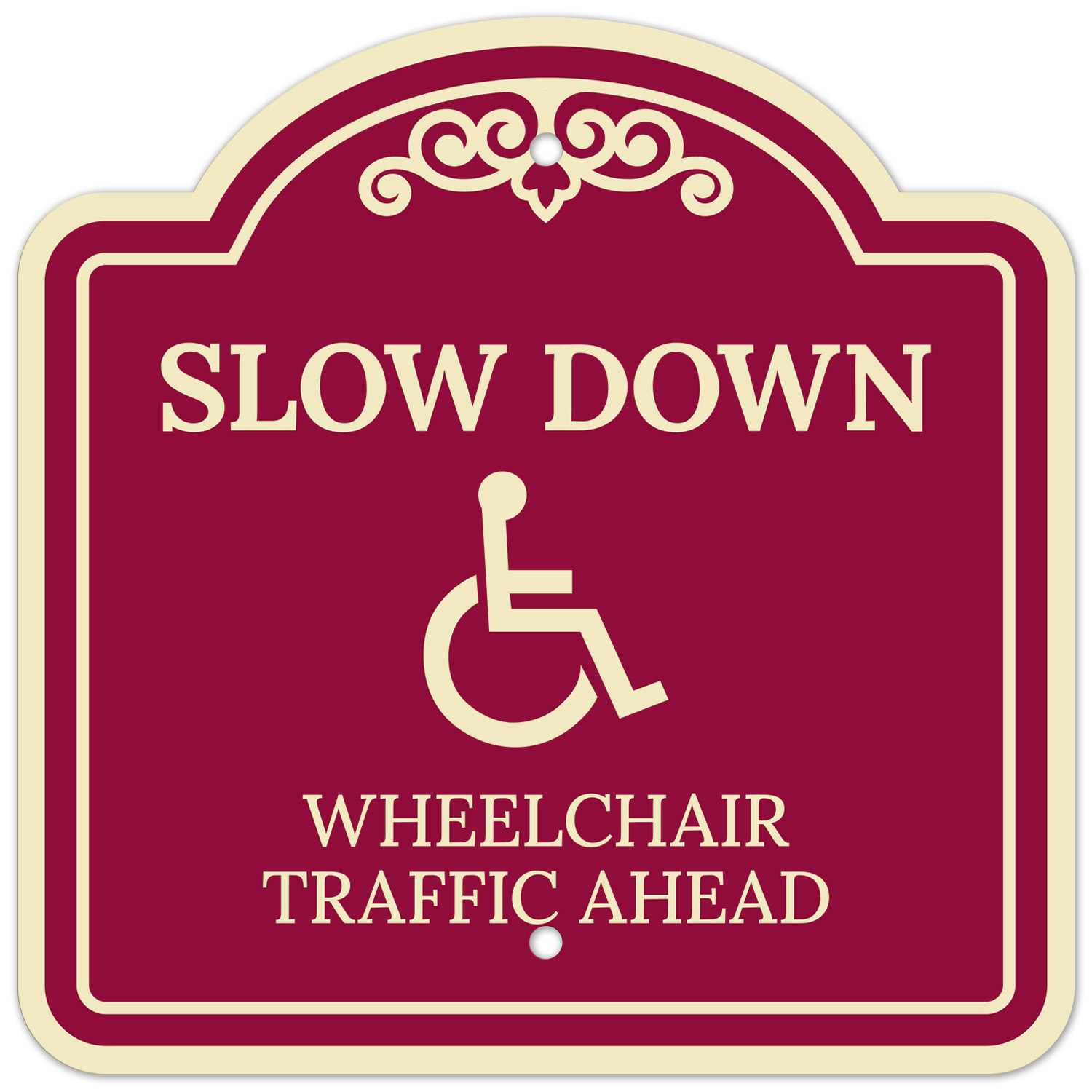 Slow Down Wheelchair Traffic Ahead Décor Sign | Sigo Signs