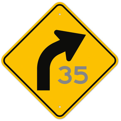 MUTCD Right Combination Curve Advisory Speed W1-2aR Sign | Sigo Signs